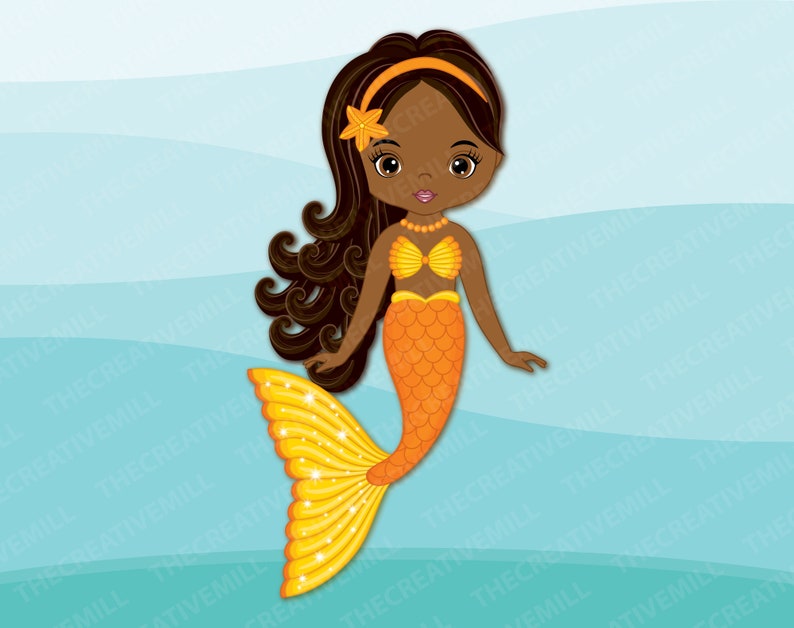 African American Mermaids Clipart Vector Mermaids Clipart | Etsy