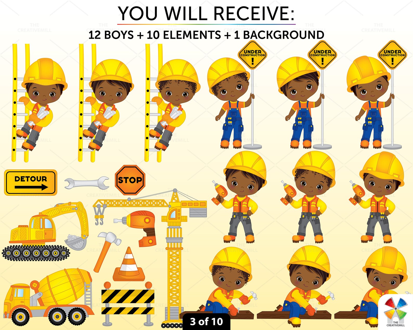 Construction Boys Clipart Vector Construction Clipart Boys - Etsy