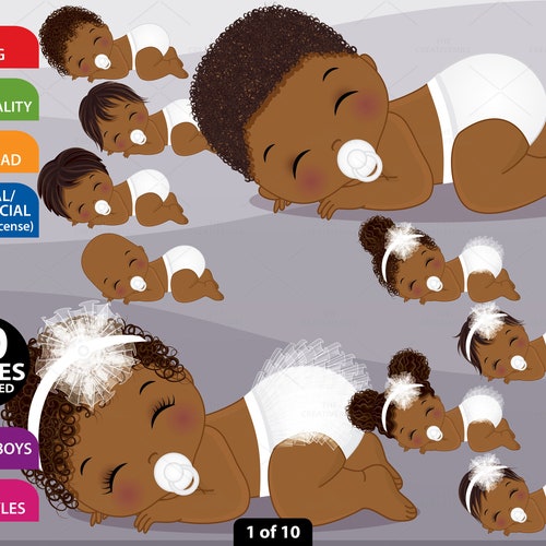 Black Baby Girl Clipart Vector Newborn Leopard Baby Baby - Etsy