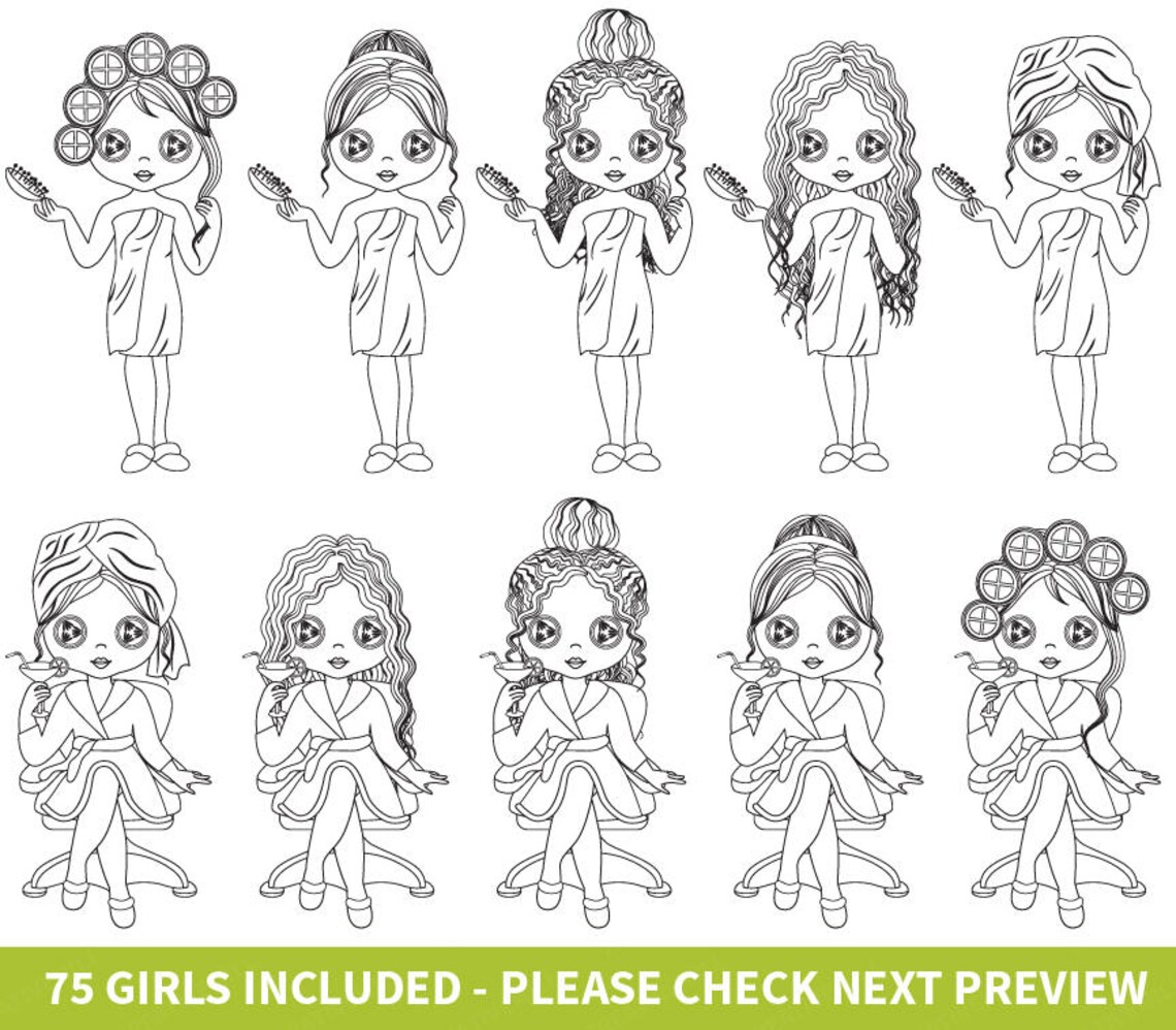 75 Spa Girls Clipart Vector Spa Girl Spa Party Clipart Spa | Etsy