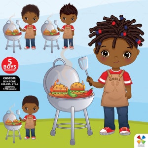 Grill Master Clipart, Vector Barbecue, Picnic, Character, African ...
