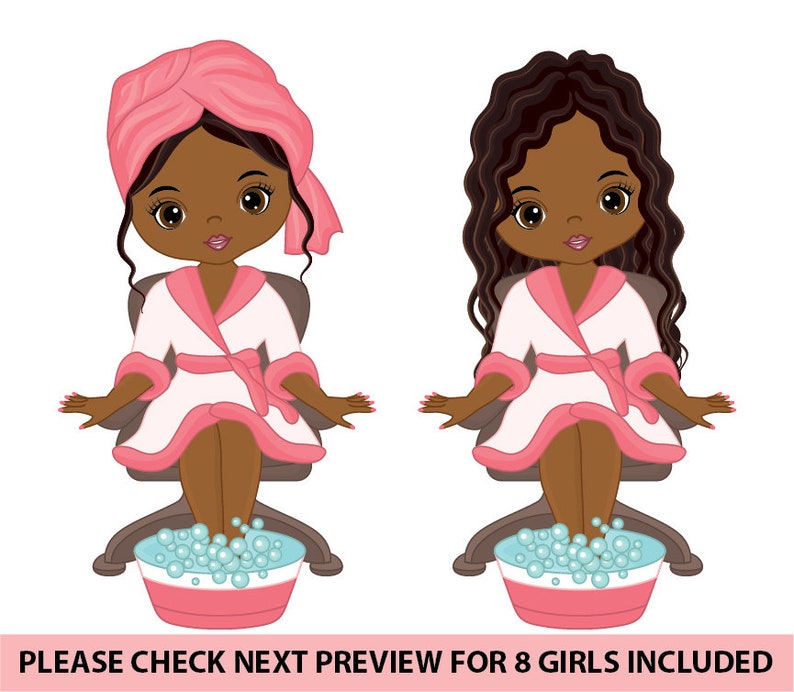 Spa Girls Clipart Vector Spa Girl Spa Party Clipart Spa | Etsy