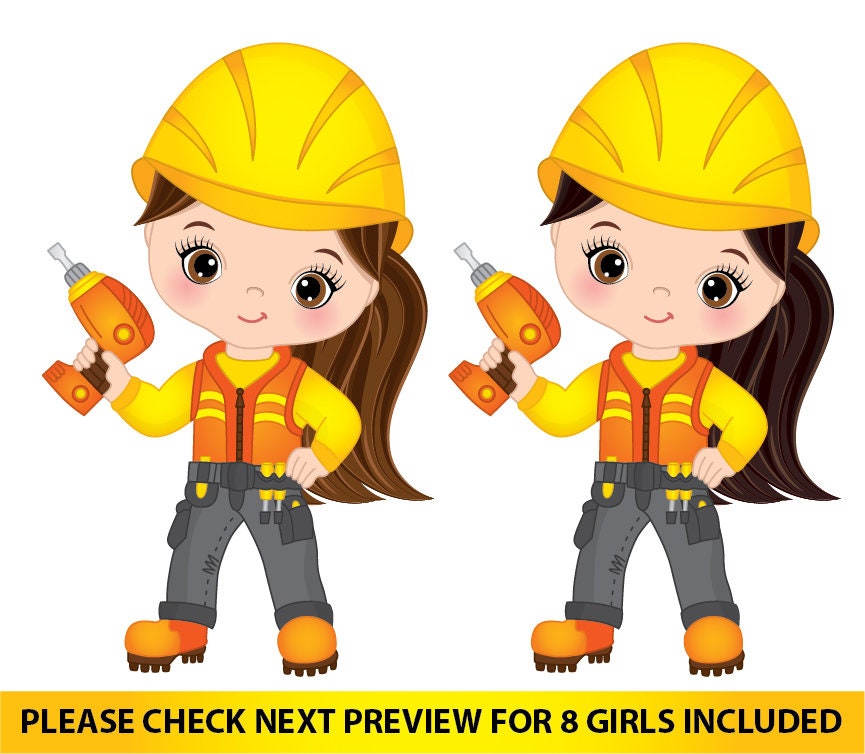Construction Girls Clipart Vector Construction Clipart Girl - Etsy México