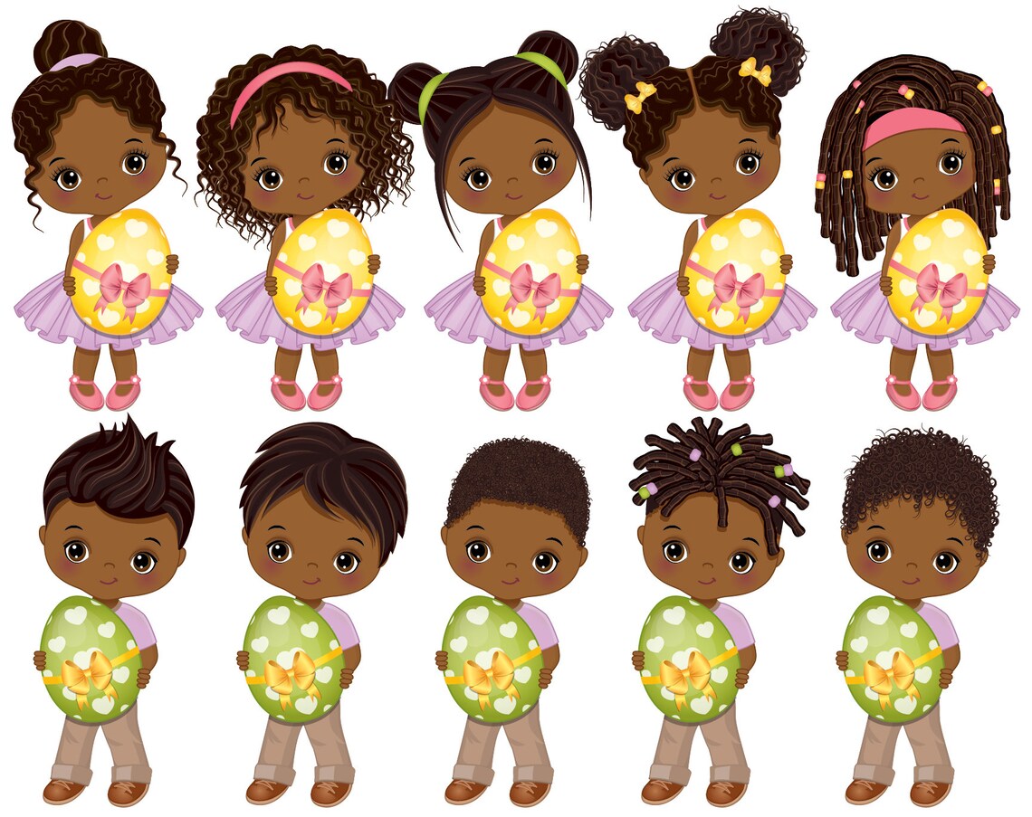 Easter Kid Clipart Vector Easter Toddler Cute Boy Girl Egg | Etsy