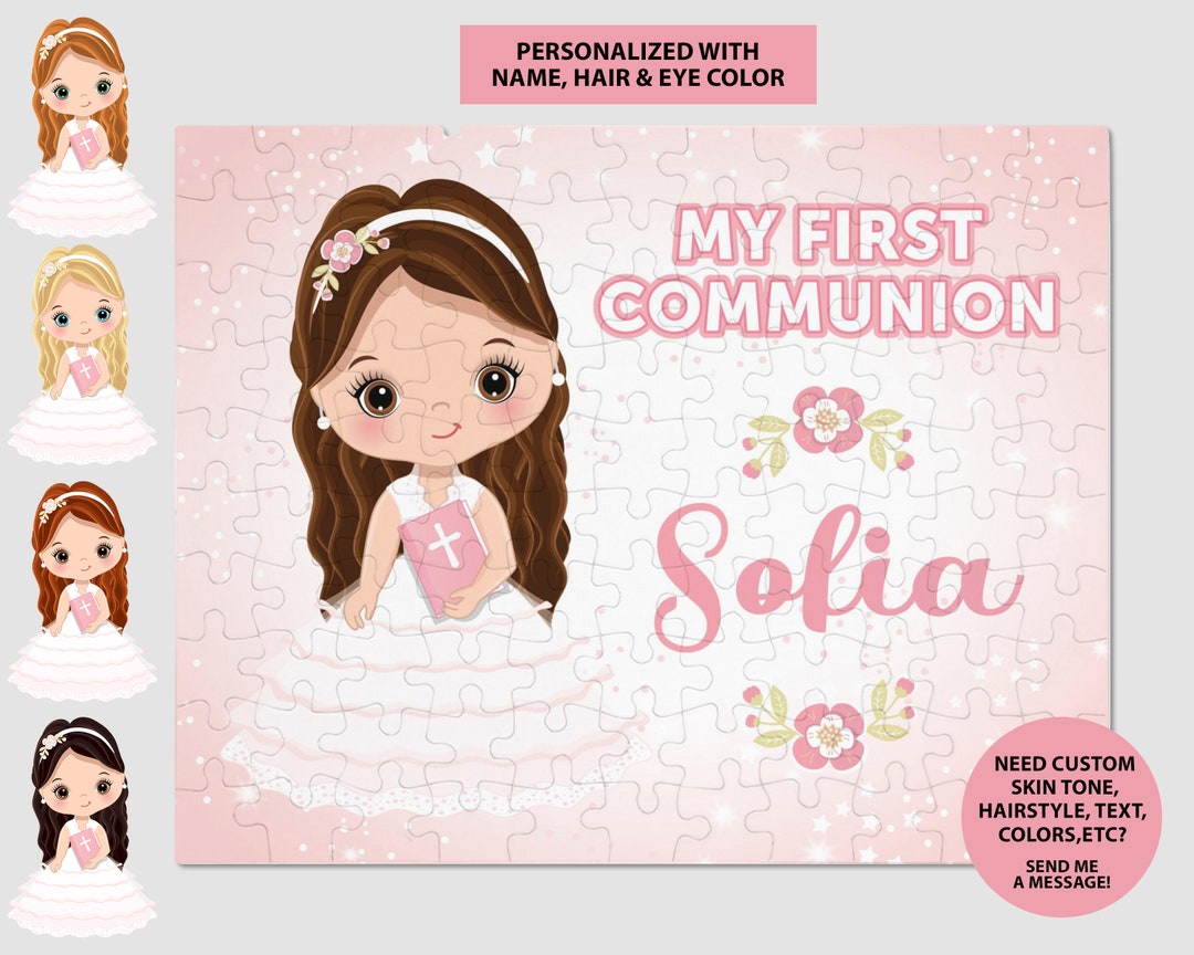 First Communion Puzzle, First Communion Gift for Girl, Personalized ...