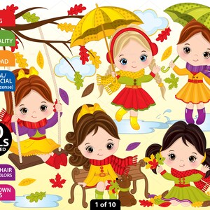 Fall Clipart - Vector Fall Clipart, Autumn Girl Clipart, Fall Girls ...