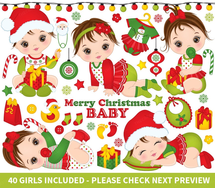 Christmas Baby Girl Clipart Vector Christmas Clipart Baby | Etsy