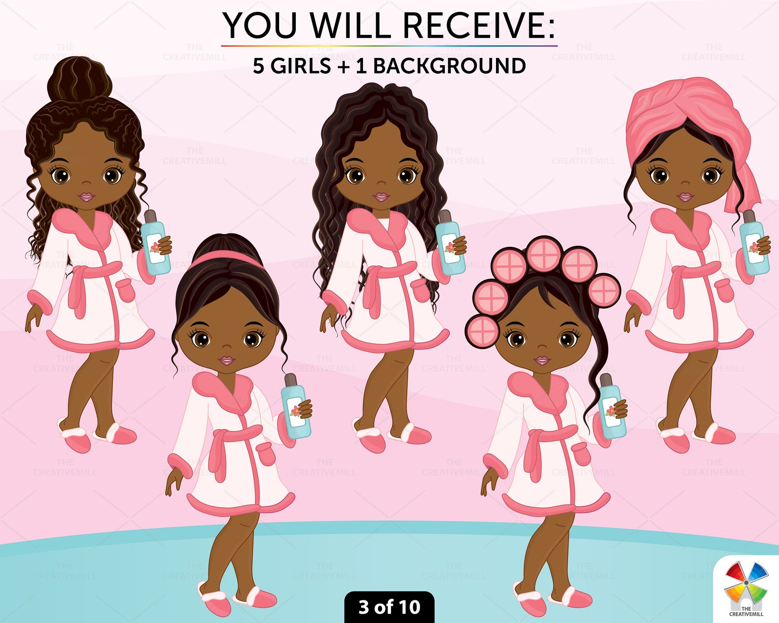African American Spa Girls Clipart Vector Spa Girl Spa - Etsy