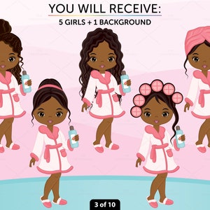 African American Spa Girls Clipart - Vector Spa Girl, Spa Party Clipart ...