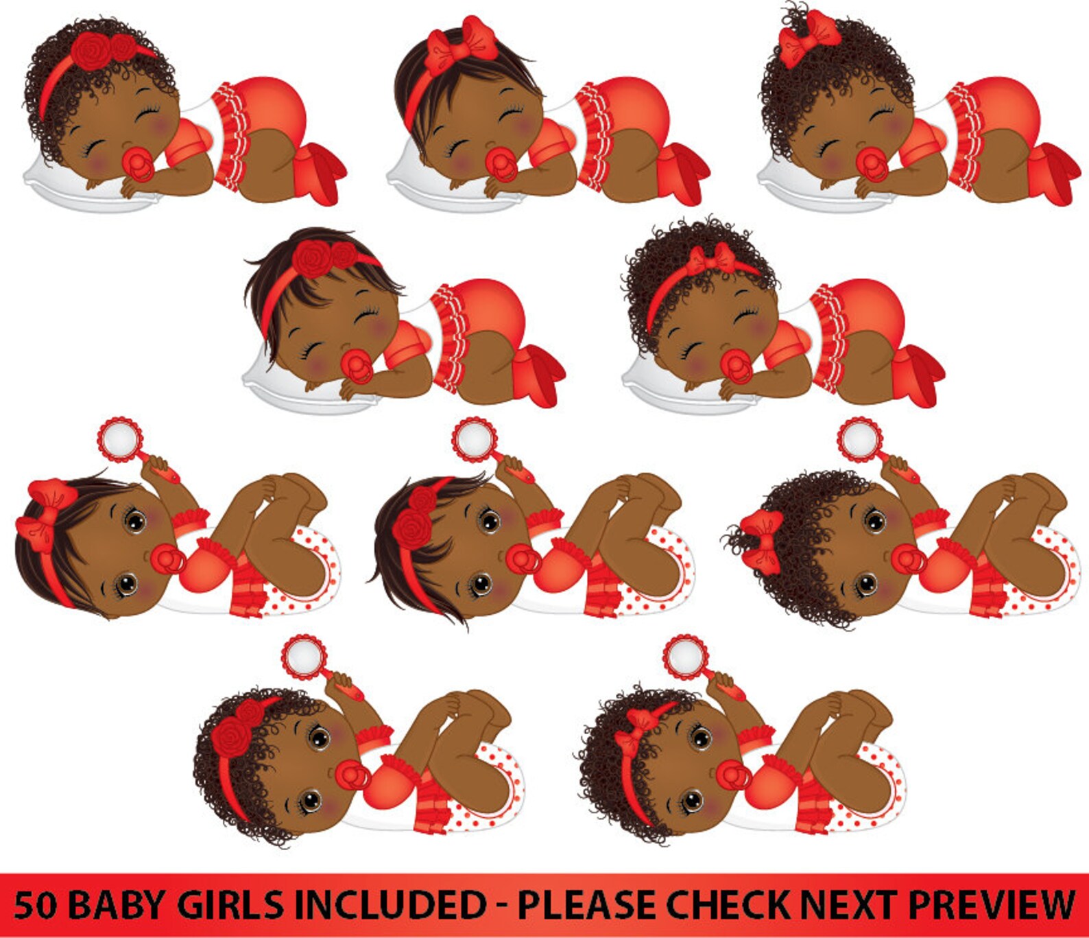 Red Baby Girl Clipart Vector Baby Clipart Afro Baby Clipart - Etsy