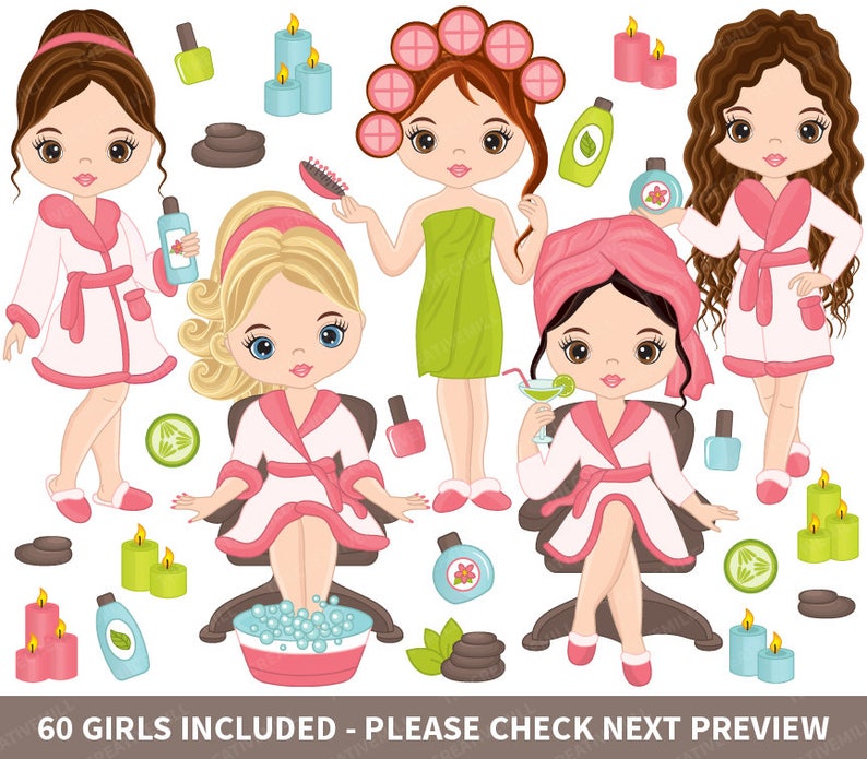 60 Spa Girls Clipart Vector Spa Girl Spa Party Clipart Spa - Etsy México