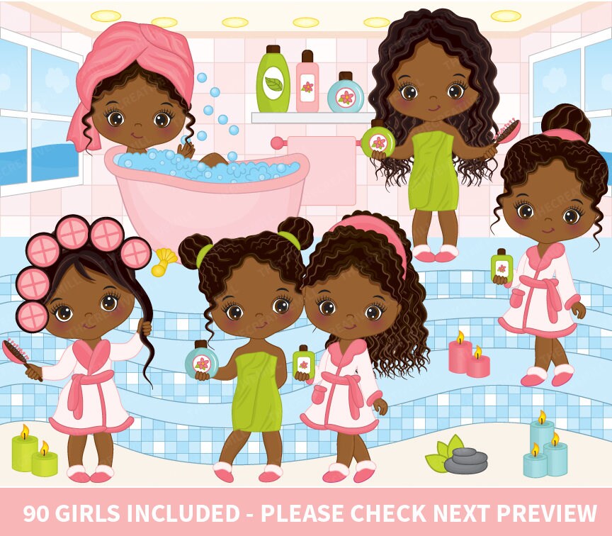90 Little Spa Girls Clipart Vector Spa Spa Party Clipart | Etsy