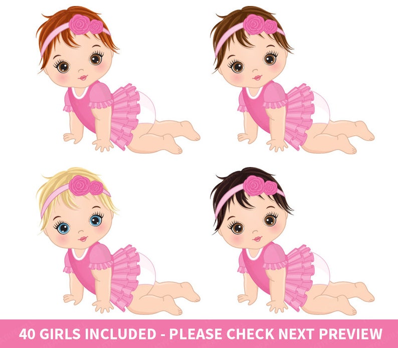 Baby Girl Clipart Vector Baby Clipart Baby Clipart Newborn | Etsy