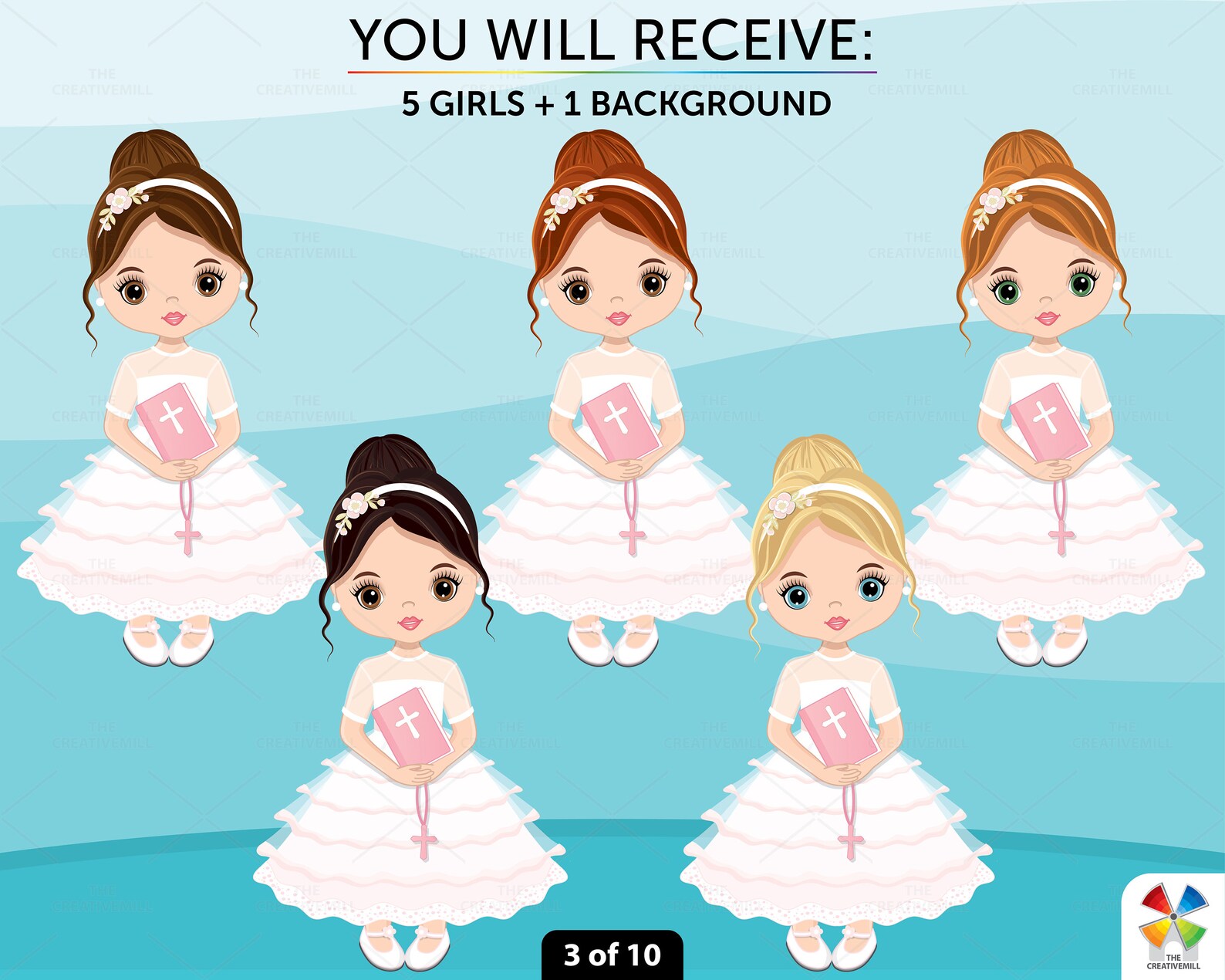First Communion Clipart Vector Communion Clipart Cute Girl - Etsy