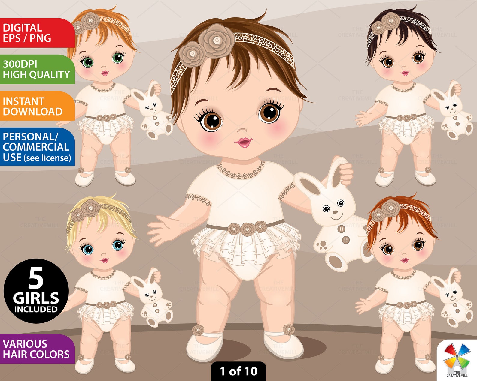 Baby Boho Clipart Vector Bohemian Clipart Cute Baby Girl | Etsy