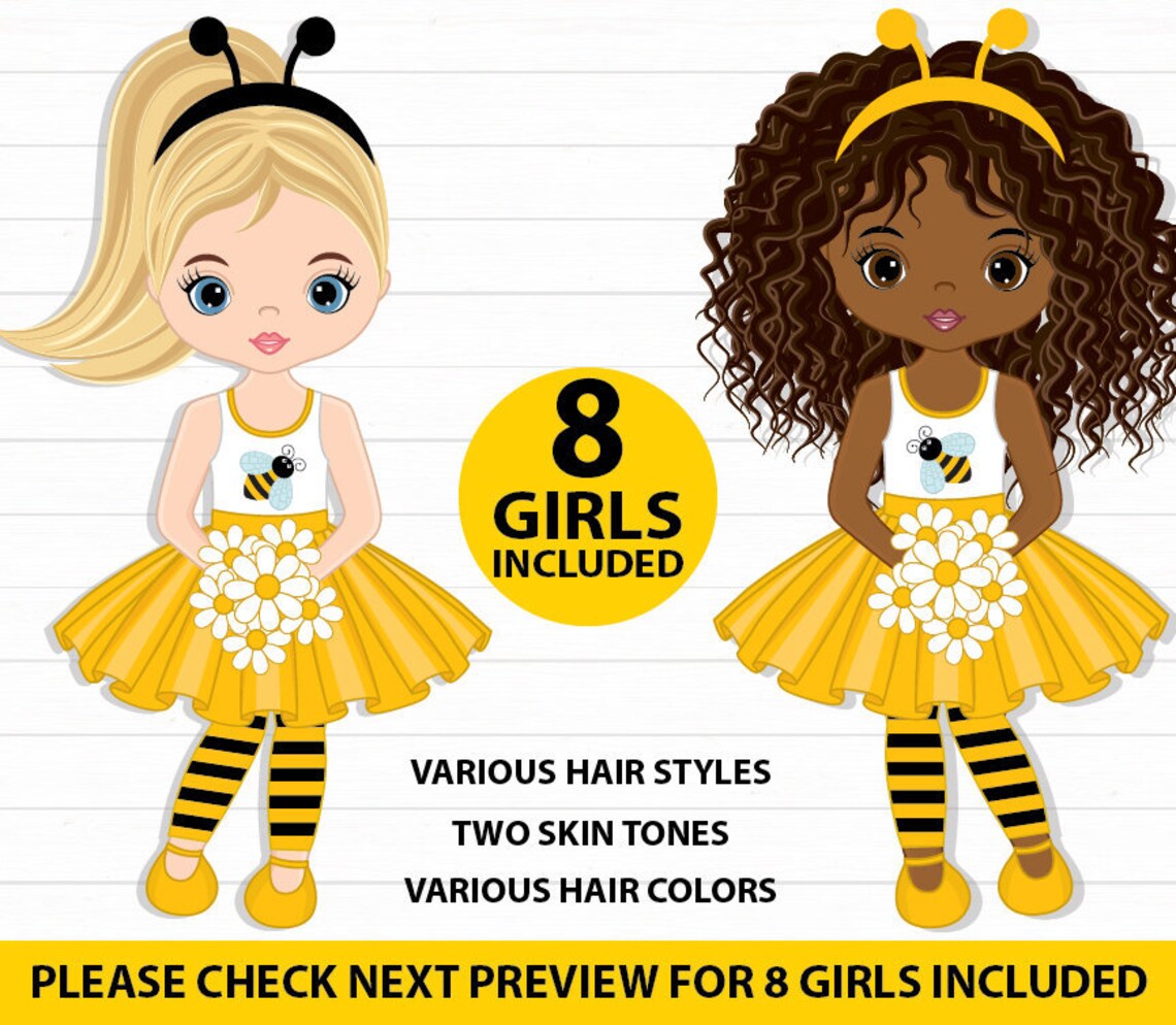 Bee Girls Clipart Vector Bee Clipart Bee Little Girls | Etsy Canada
