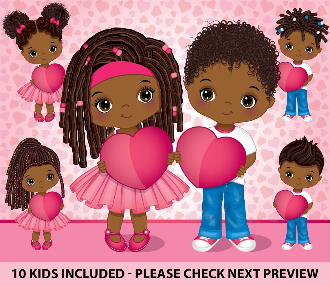 Valentines Day Clipart Vector Valentine Day African | Etsy