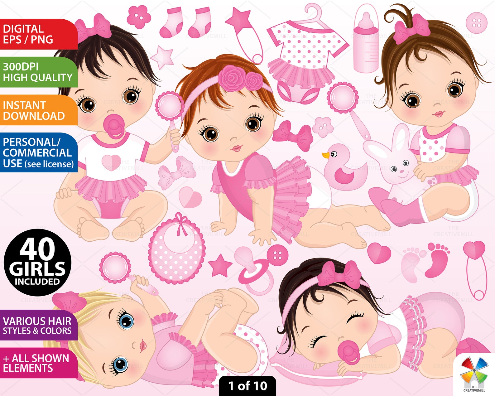 Baby Girl Clipart Vector Baby Clipart Baby Clipart Newborn - Etsy