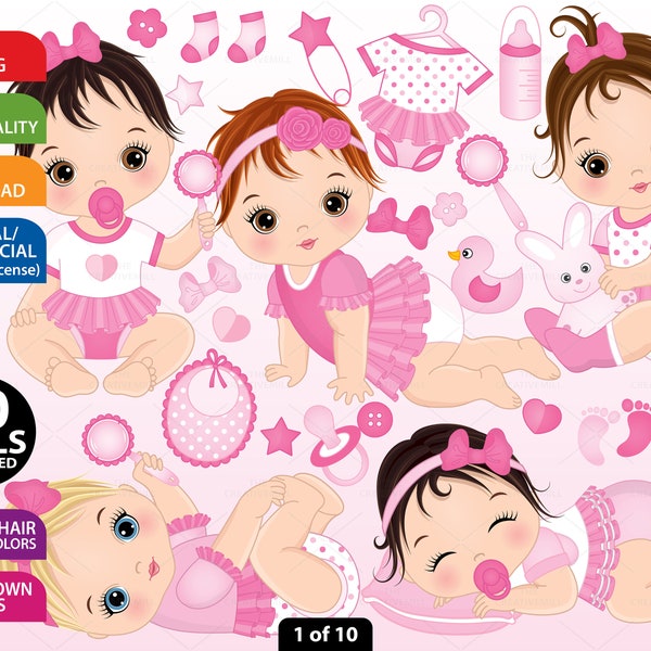 Baby Girl Clip Art - Etsy