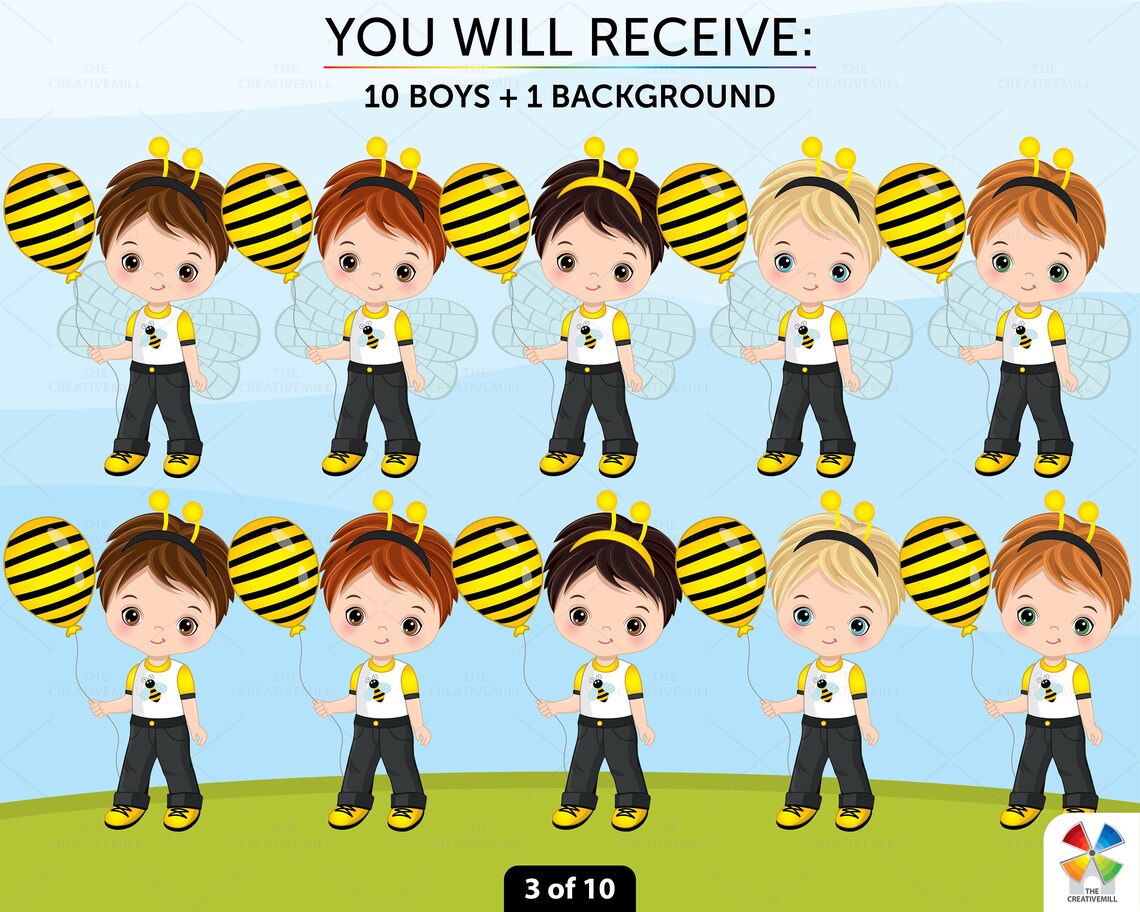 Boy Bumblebee Clipart Vector Bee Clipart Boy Clipart Bee - Etsy