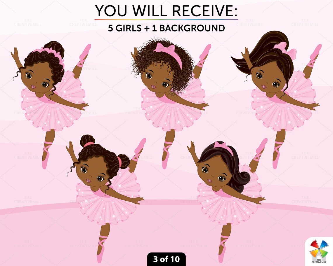 African American Ballerina Clipart Vector Ballerina Clipart - Etsy
