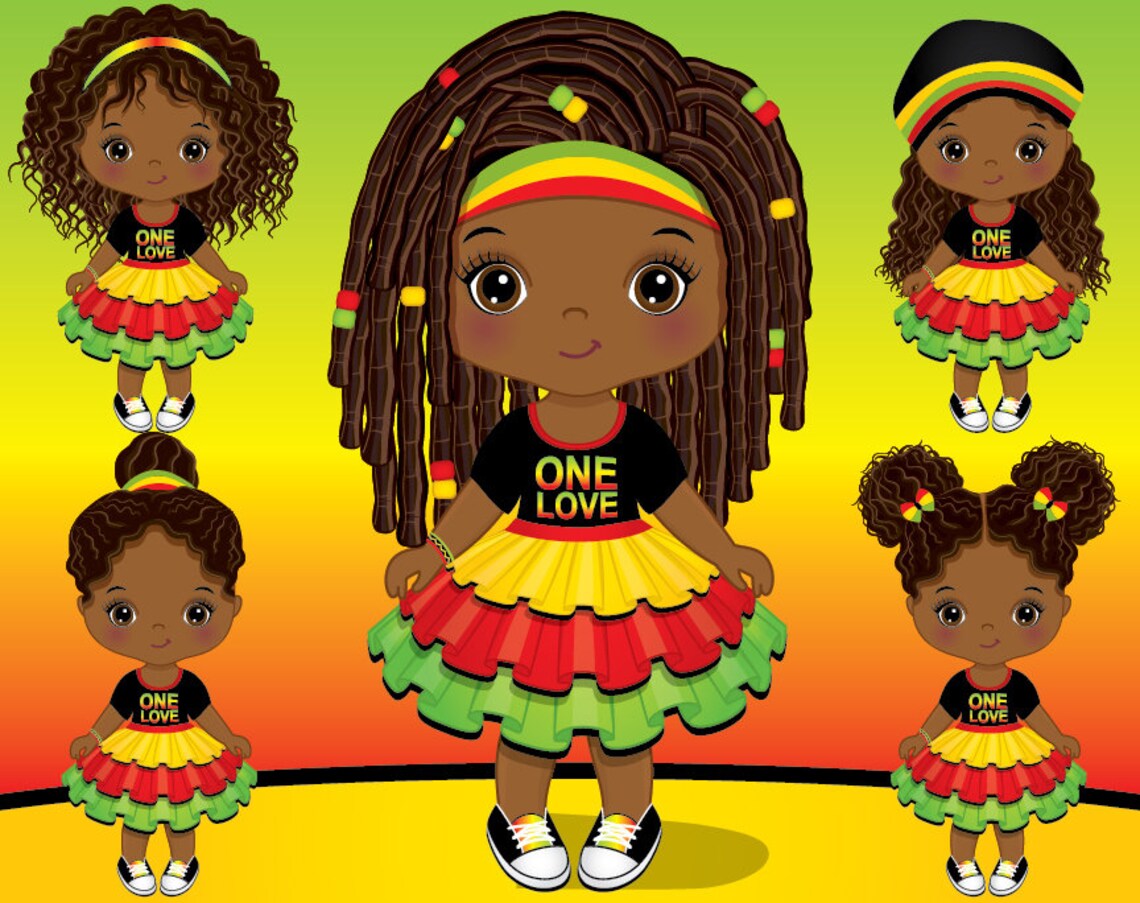 Reggae Girl Clipart Vector Rasta Clipart Black Girl | Etsy