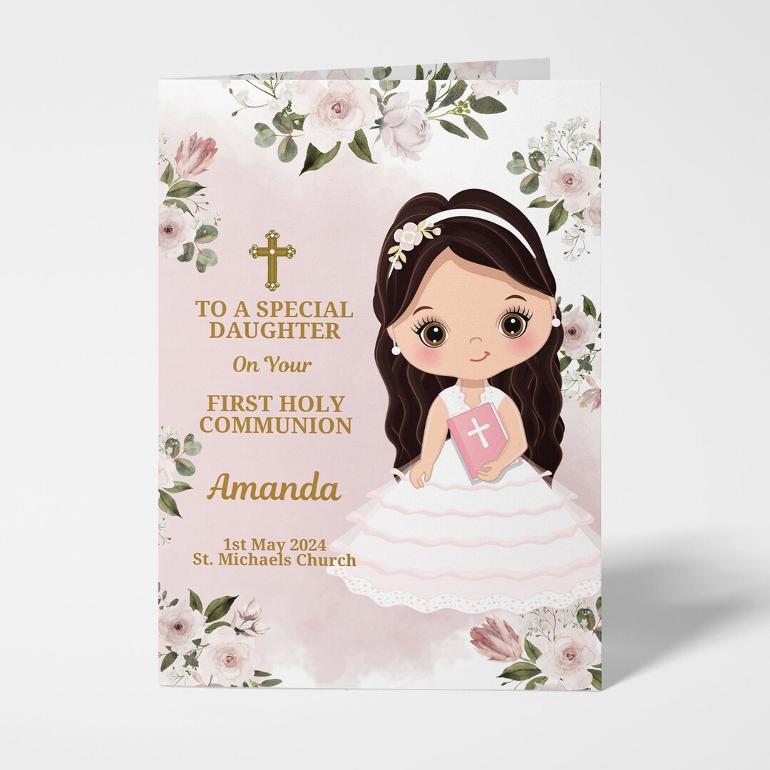 Personalized Holy Communion Card, Greeting Card for 1st Holy Communion ...