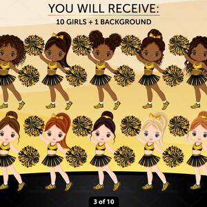 Back Gold Cheerleader Clipart, Vector Pom Pom, Sport, Mix Race ...