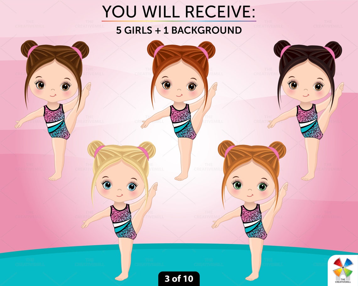 Gymnastics Girl Clipart Vector Gymnast Cute Girl Sport Kid - Etsy