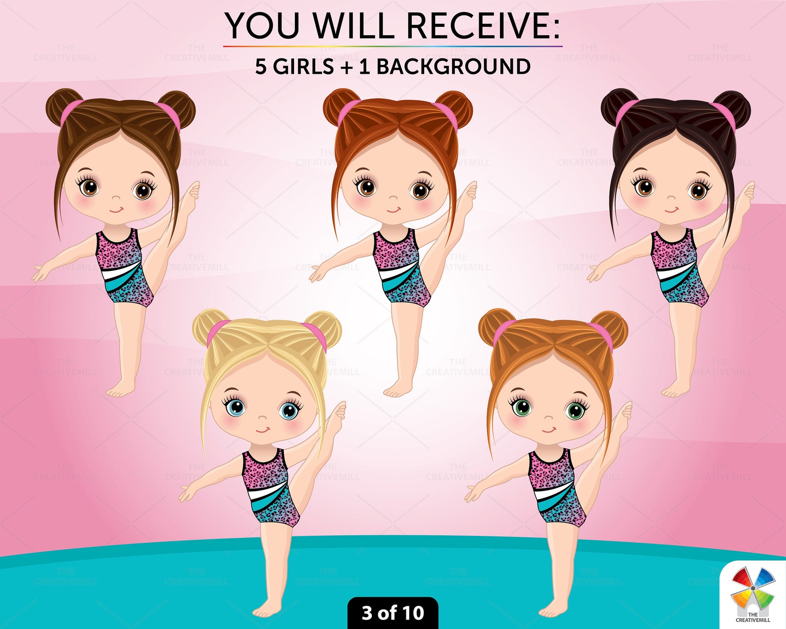 Gymnastics Girl Clipart, Vector Gymnast, Cute Girl, Sport Kid ...