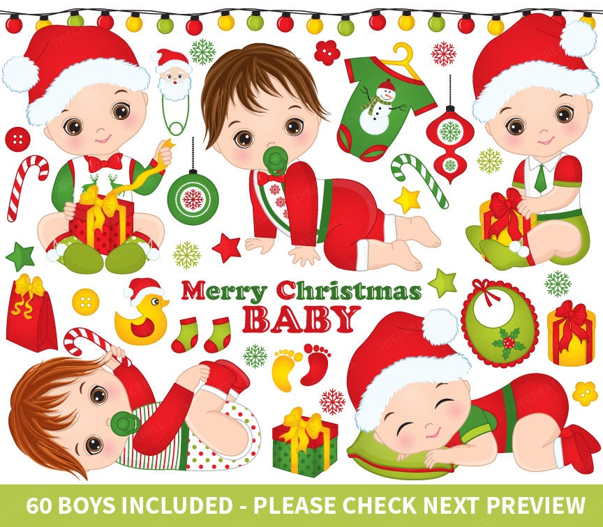 60 Christmas Baby Boys Clipart Vector Christmas Clipart | Etsy