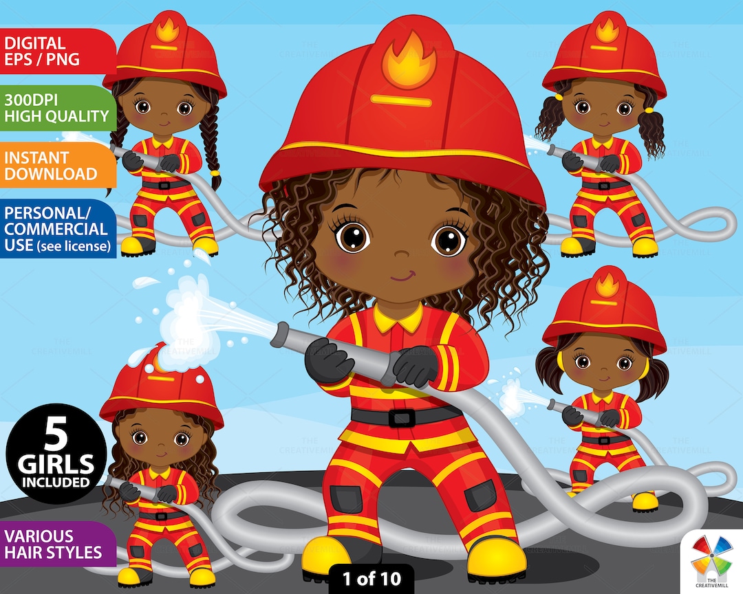Girl Firefighter Clipart Vector