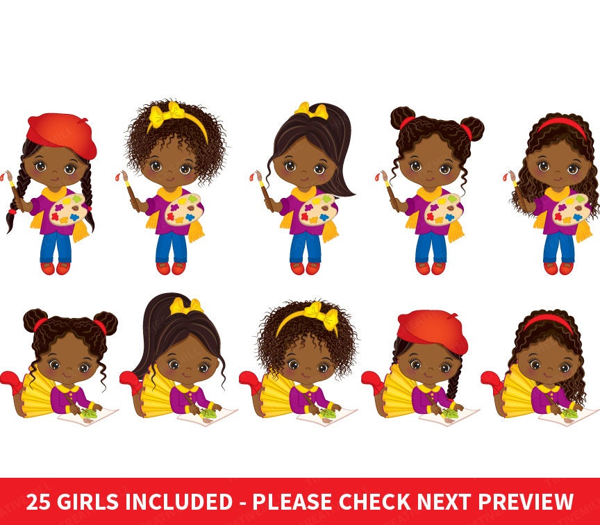 Artist Clipart Vector Artist Clipart Girl Clipart African | Etsy