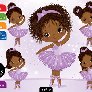 Little Ballerina Clipart, Vector Ballerina, Ballet, Afro Puff, Bun ...