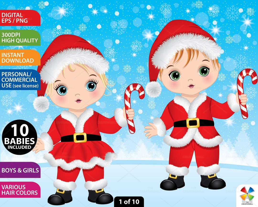 Santa Baby Clipart, Vector Christmas Baby, One Year Old, Toddler Image ...