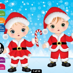 Santa Baby Clipart, Vector Christmas Baby, One Year Old, Toddler Image ...