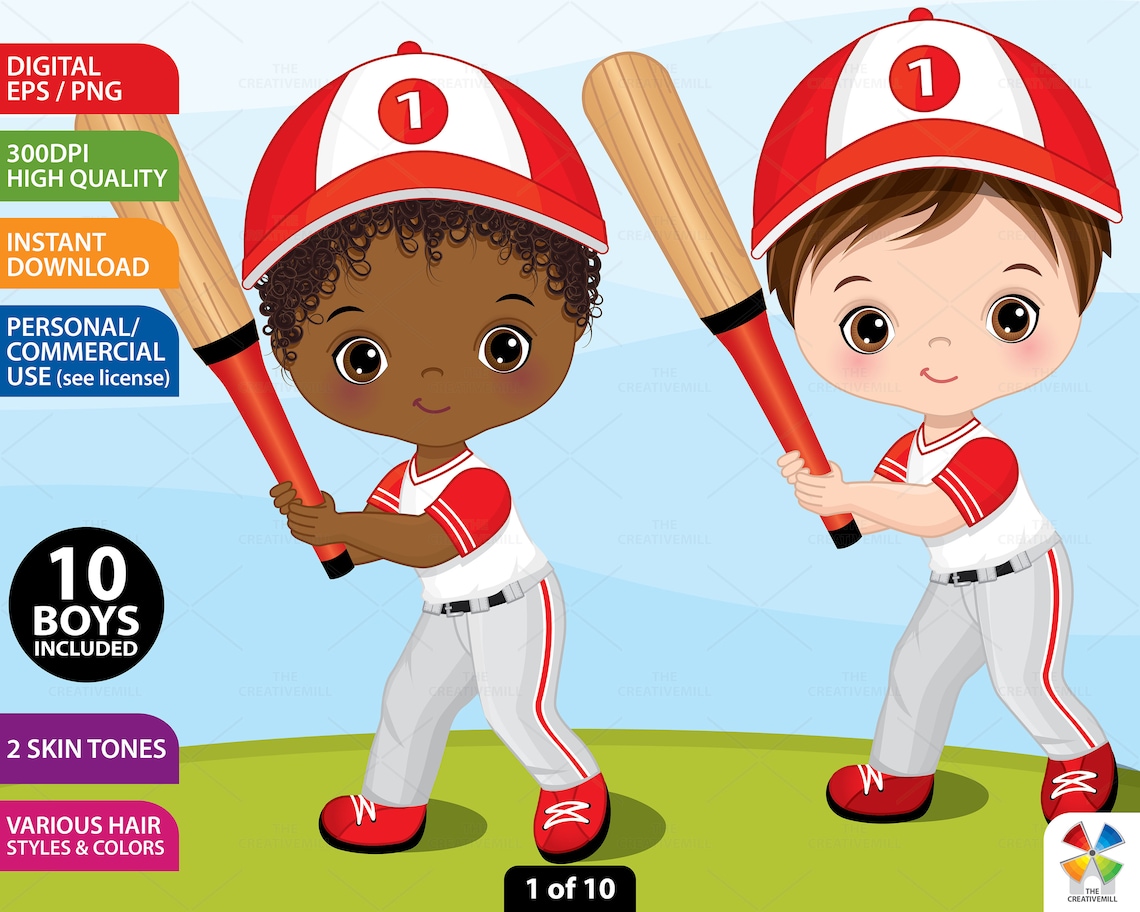 Baseball Clipart Vector Baseball Clipart Black Boy Clipart - Etsy