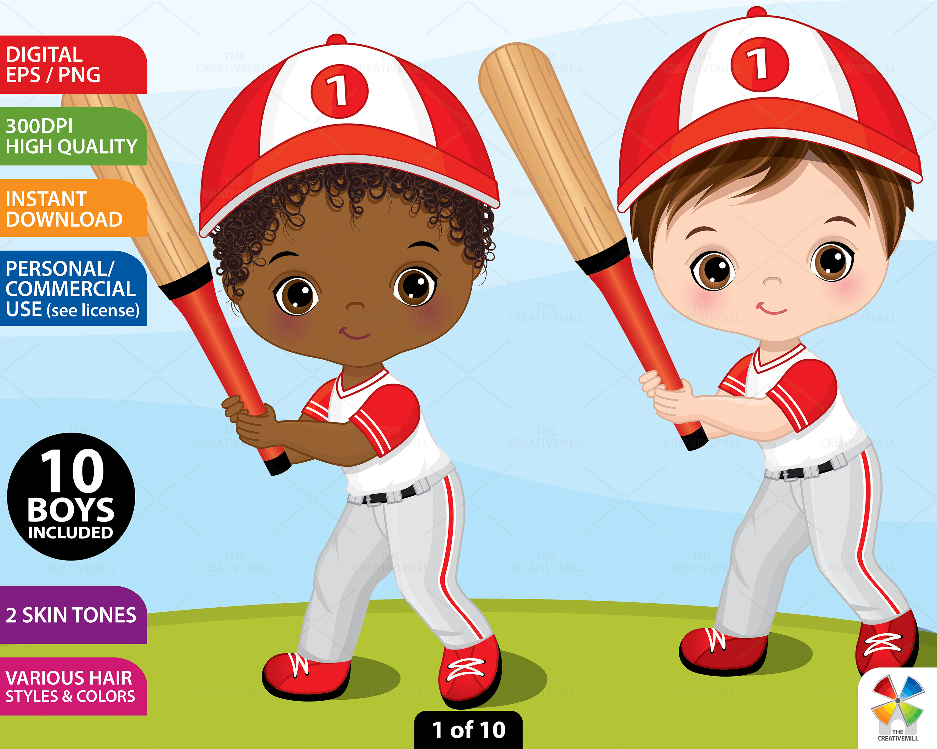 Little Boy Playing Baseball Clipart