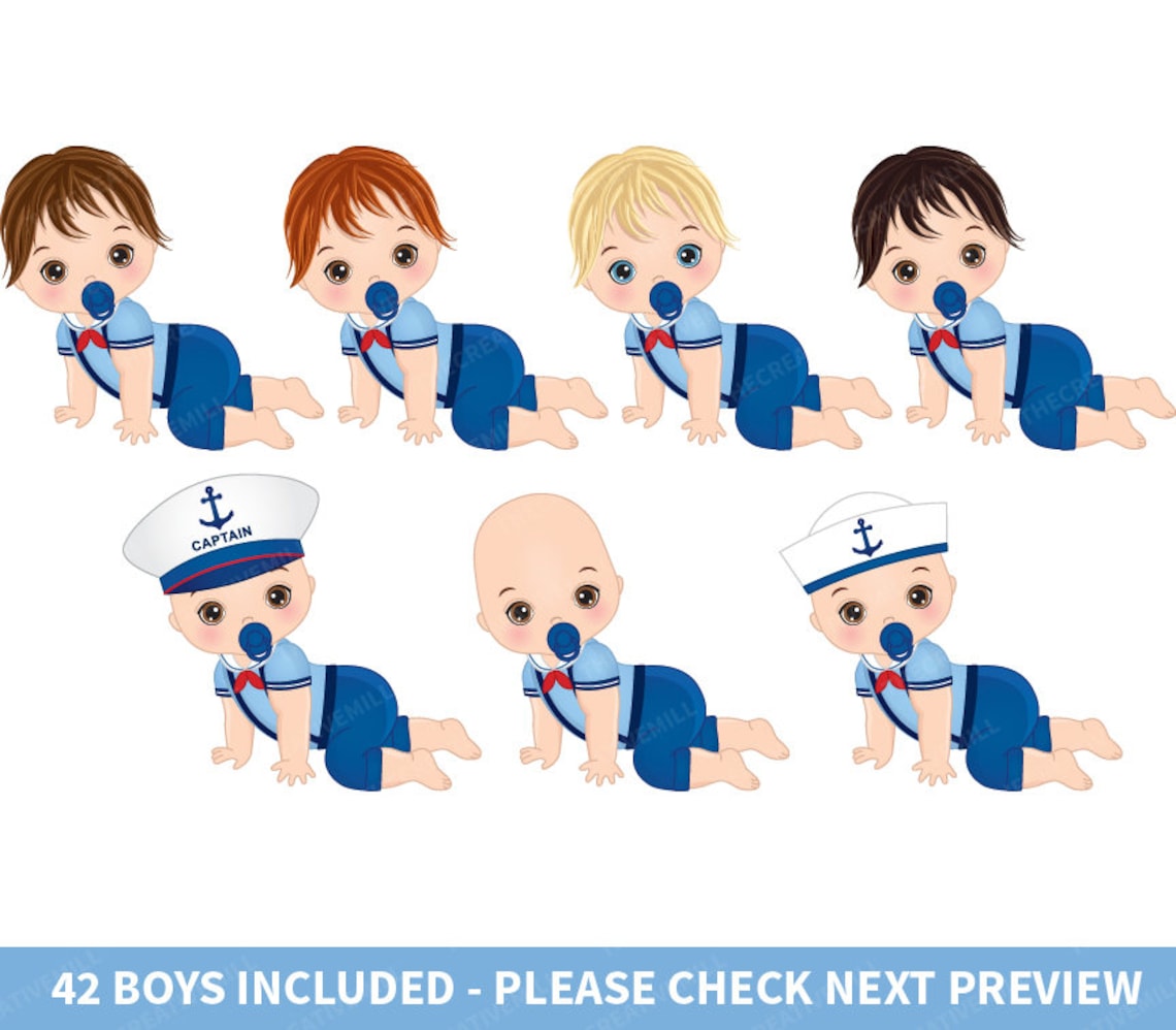 Nautical Baby Boy Clipart Vector Nautical Clipart Baby - Etsy