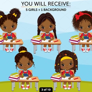 School Black Girl Clipart, Vector School Kid, African American, Study ...