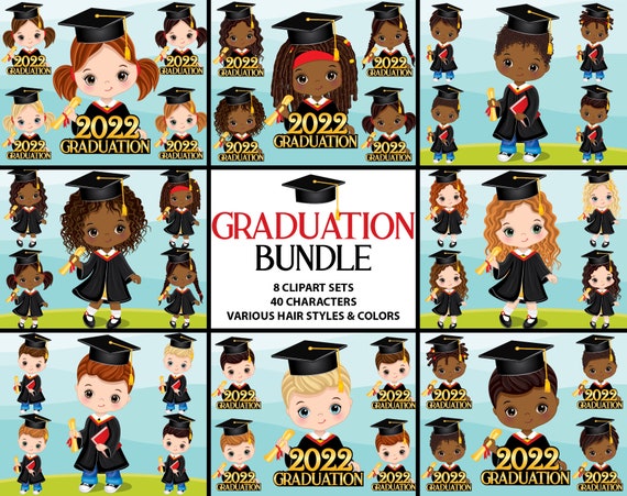 Graduation Bundle Clipart Vector Preschool Boy & Girl - Etsy
