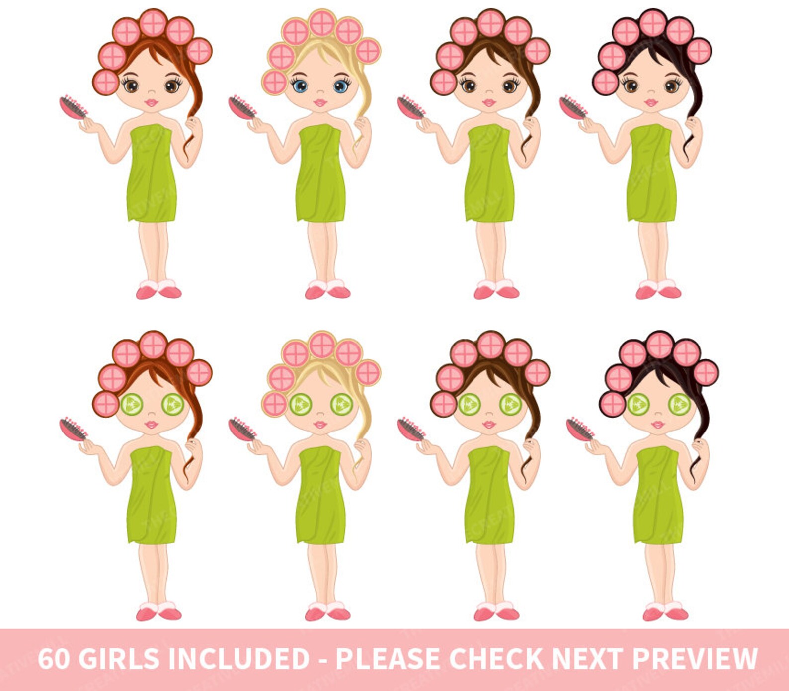 60 Spa Girls Clipart-vector Spa Girl Spa Party Clipart Spa | Etsy