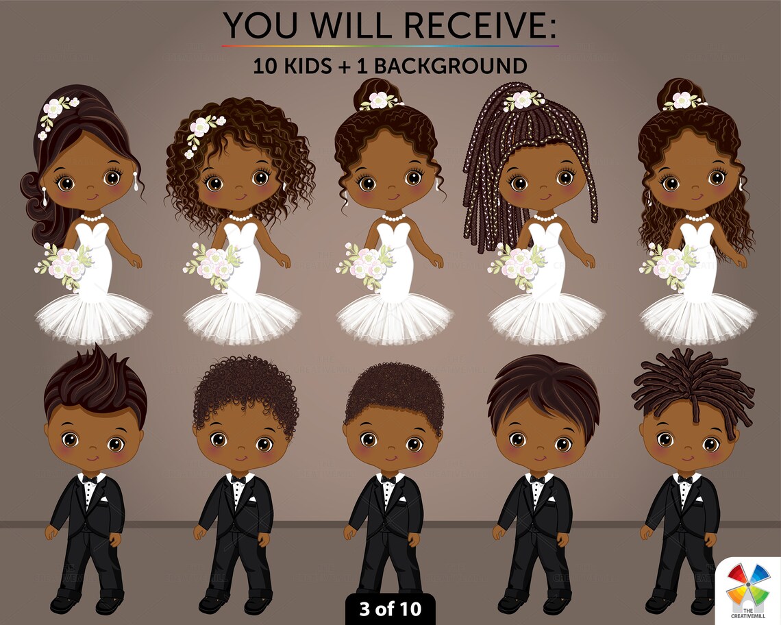 Kid Couple Clipart Vector Wedding Boy and Girl Love Bride - Etsy