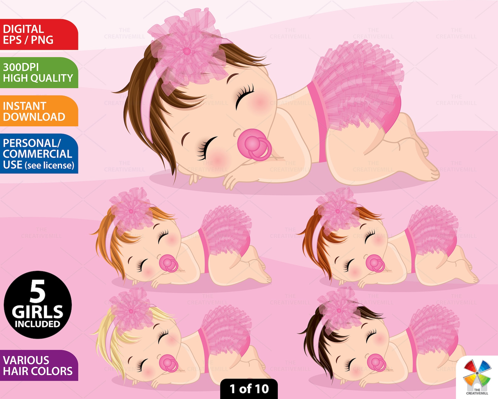 Pink Baby Girl Clipart Vector Newborn Clipart Ruffled - Etsy
