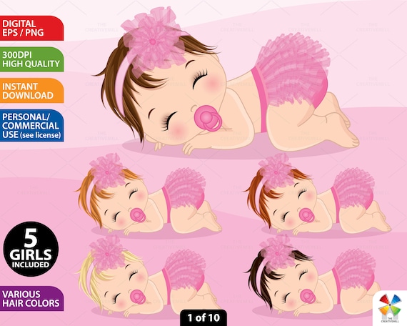 Pink Baby Girl Clipart Vector Newborn Clipart Ruffled - Etsy
