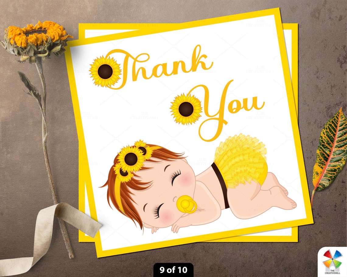 Sunflower Baby Girl Clipart Vector Newborn Yellow Baby - Etsy