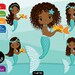 African American Mermaid Clipart - Vector Mermaid Clipart, Fish Girl ...