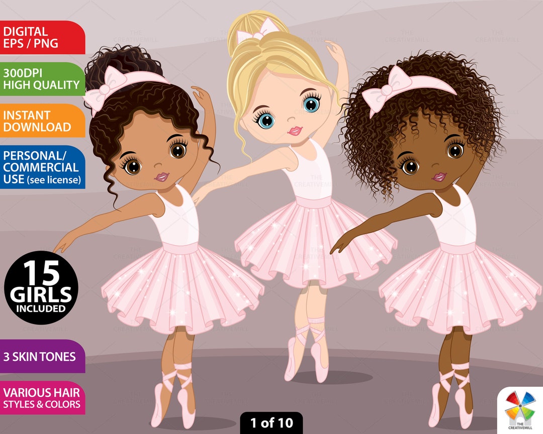Ballerina Clipart, Vector Ballet Girls, PNG Dancer, Cute Doll, Bundle ...