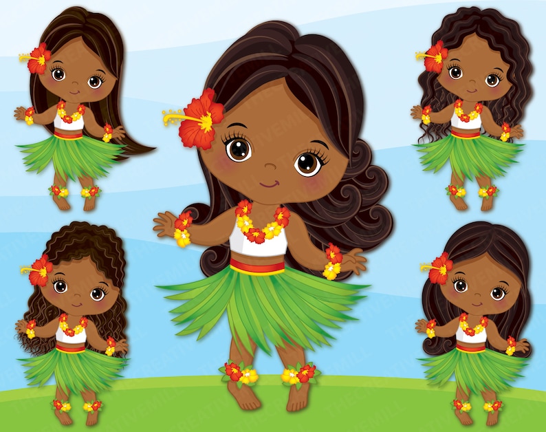 Luau Girl Clipart Vector Hawaiian Girl Hula Clipart Luau | Etsy