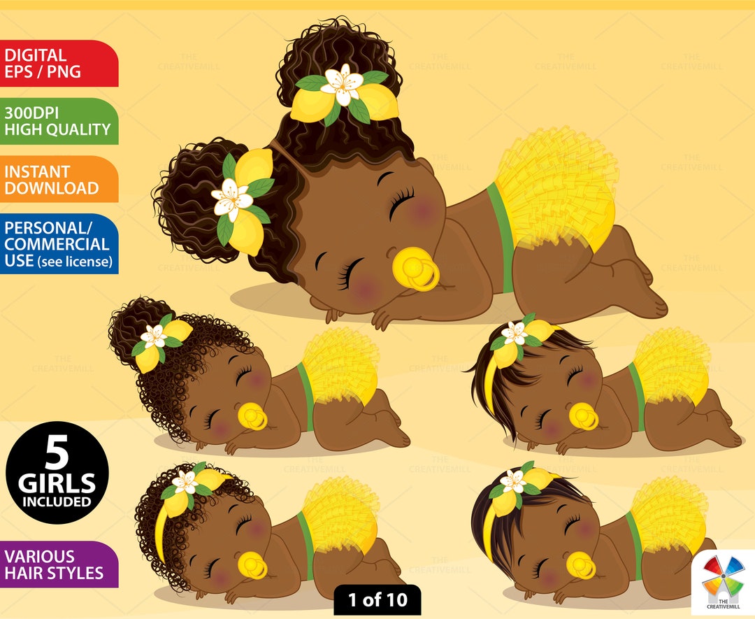 Lemon Baby Girl Clipart, Vector Newborn, Yellow Baby PNG, Ruffled ...
